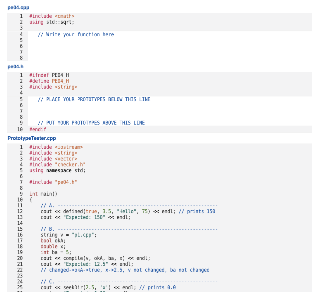 Solved PE04 - Functions and Prototypes For this exam, you'll | Chegg.com