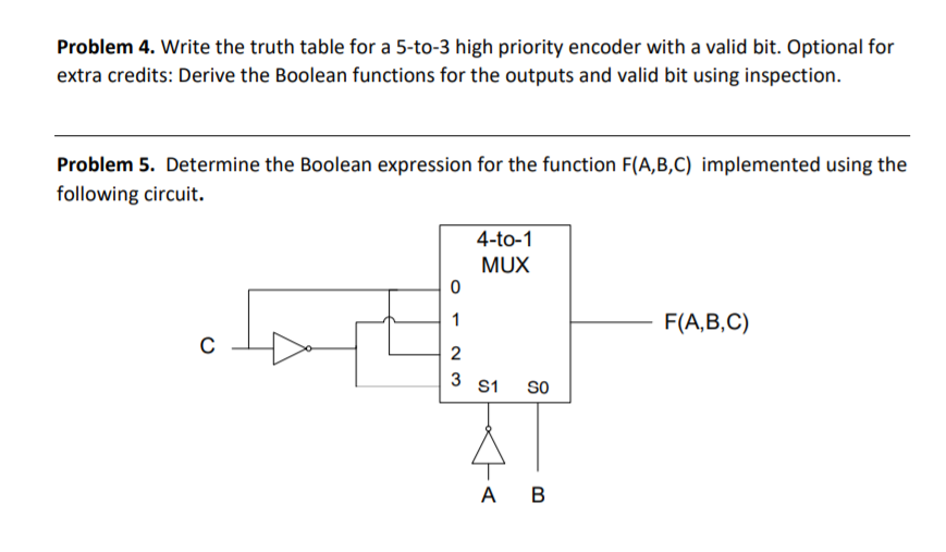 Solved Problem 2. Using a decoder and one 4-input NOR gate, | Chegg.com