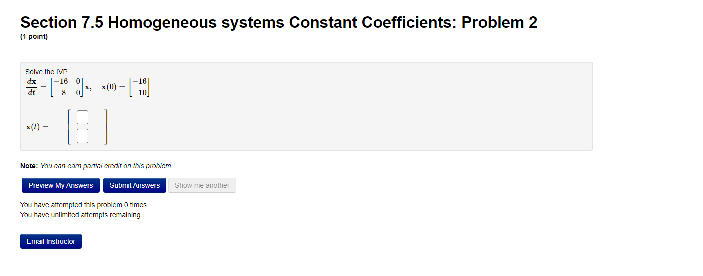 Solved Section 7.5 Homogeneous systems Constant | Chegg.com