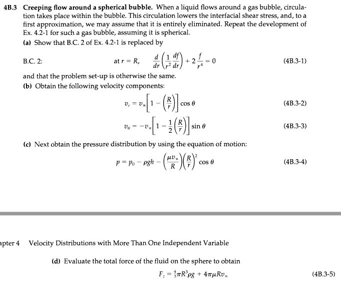 Creeping flow around a spherical bubble. When a | Chegg.com