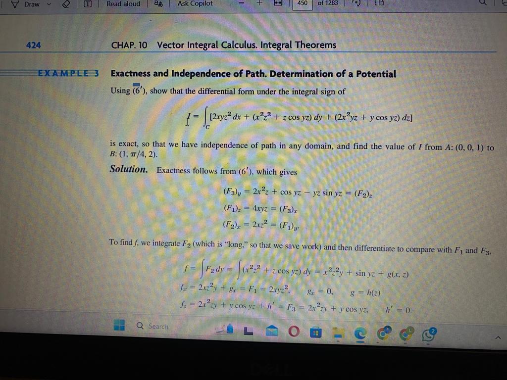 Solved EXAMPLE 3 ﻿Exactness and Independence of Path. | Chegg.com
