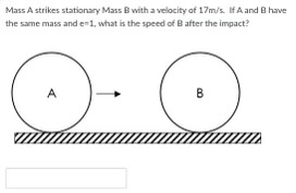 Solved Mass A strikes stationary Mass B with a velocity of | Chegg.com