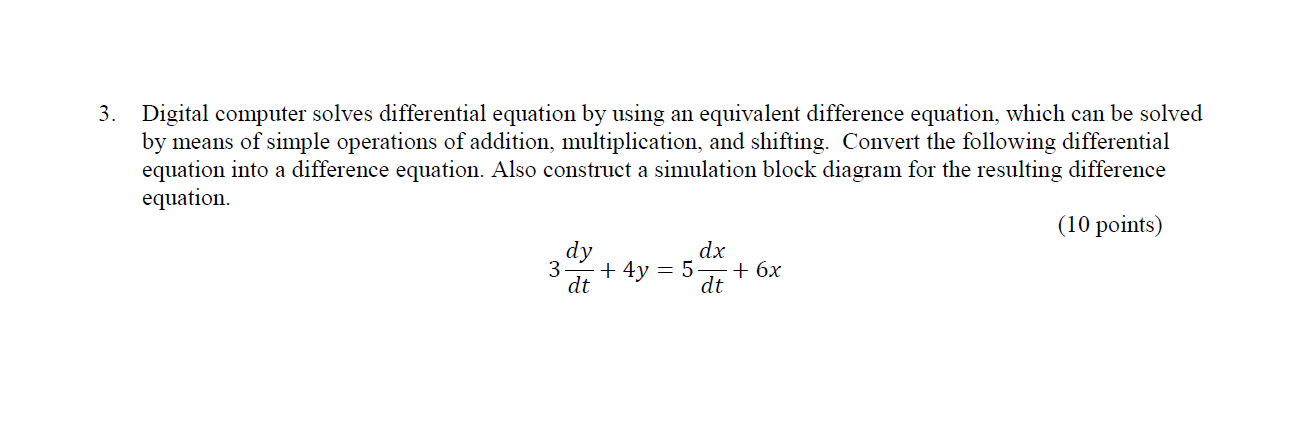 Solved 3. Digital computer solves differential equation by | Chegg.com