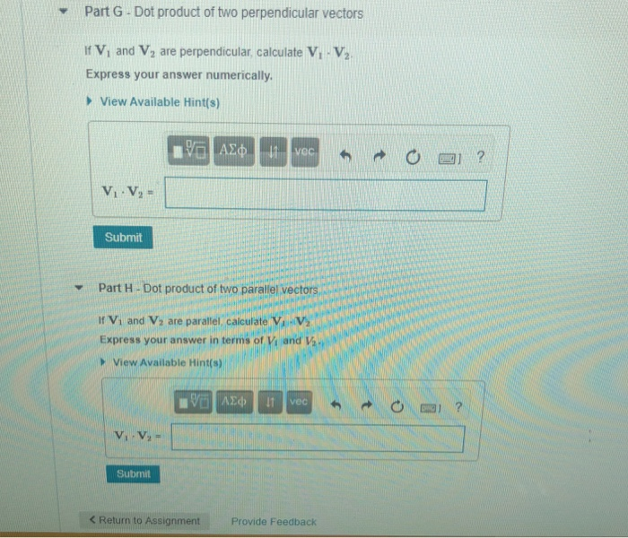 Solved ± Vector Dot Product Learning Goal: To understand the | Chegg.com
