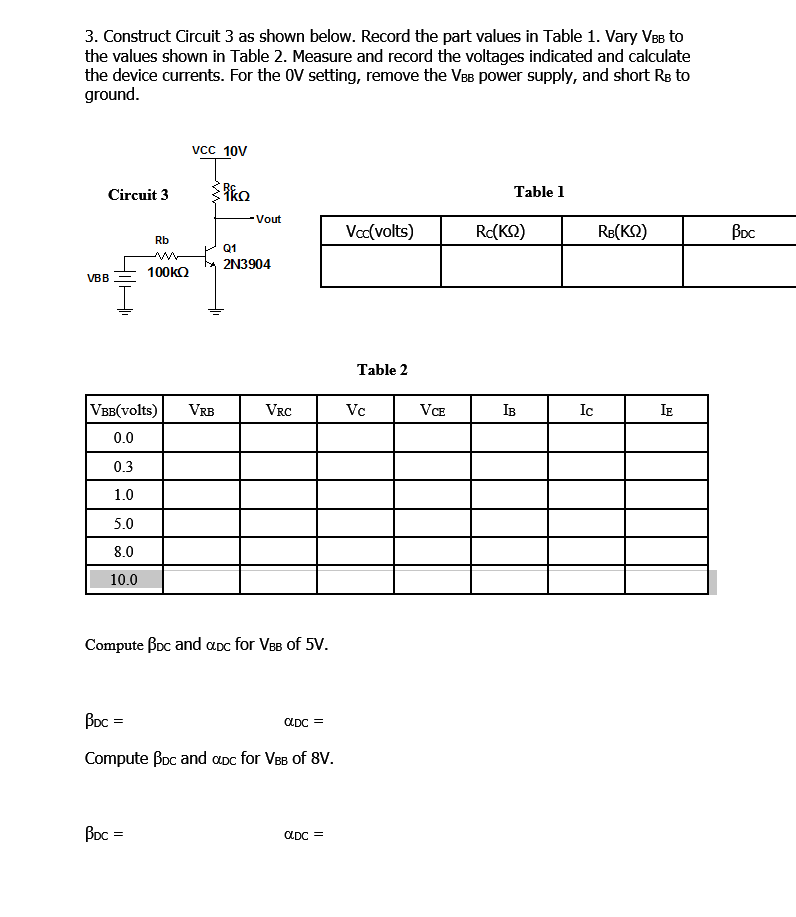 Solved 3. Construct Circuit 3 as shown below. Record the | Chegg.com