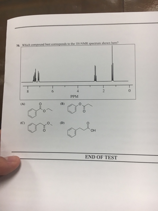 Solved 70. Which compound best corresponds to the IH-NMR | Chegg.com