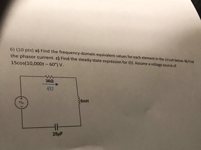 Solved a) Find the frequency-domain equivalent values for | Chegg.com