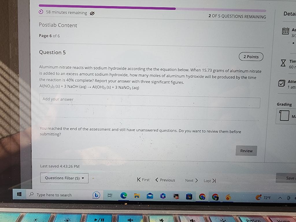 Solved Aluminum nitrate reacts with sodium hydroxide | Chegg.com