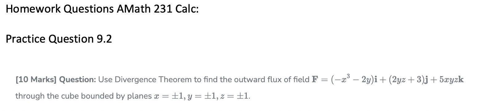 Solved Homework Questions AMath 231 Calc: Practice Question | Chegg.com