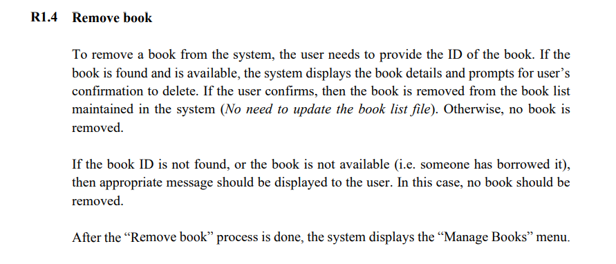 Solved 4 Remove book To remove a book from the system, the | Chegg.com