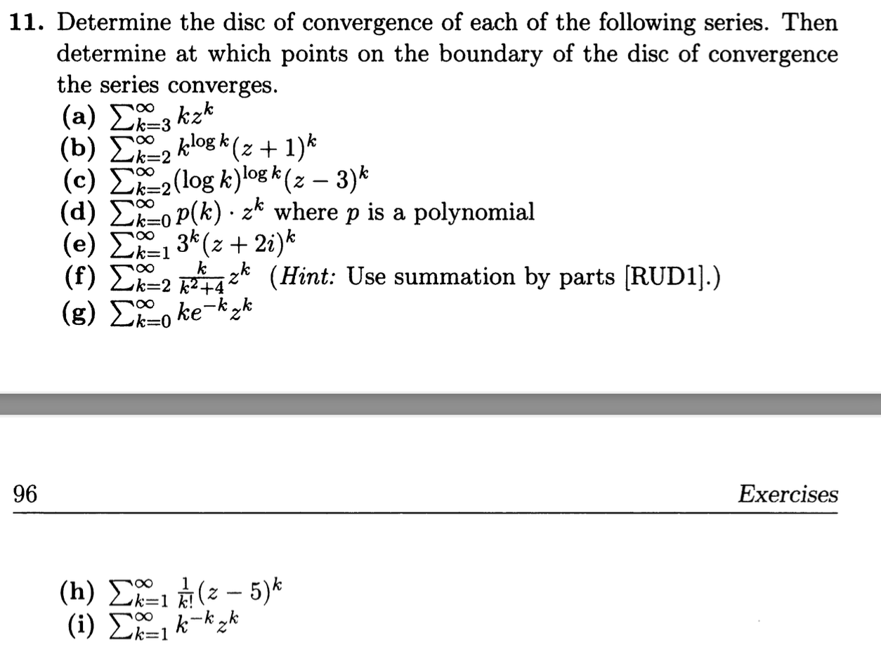 Solved 1. Determine the disc of convergence of each of the | Chegg.com