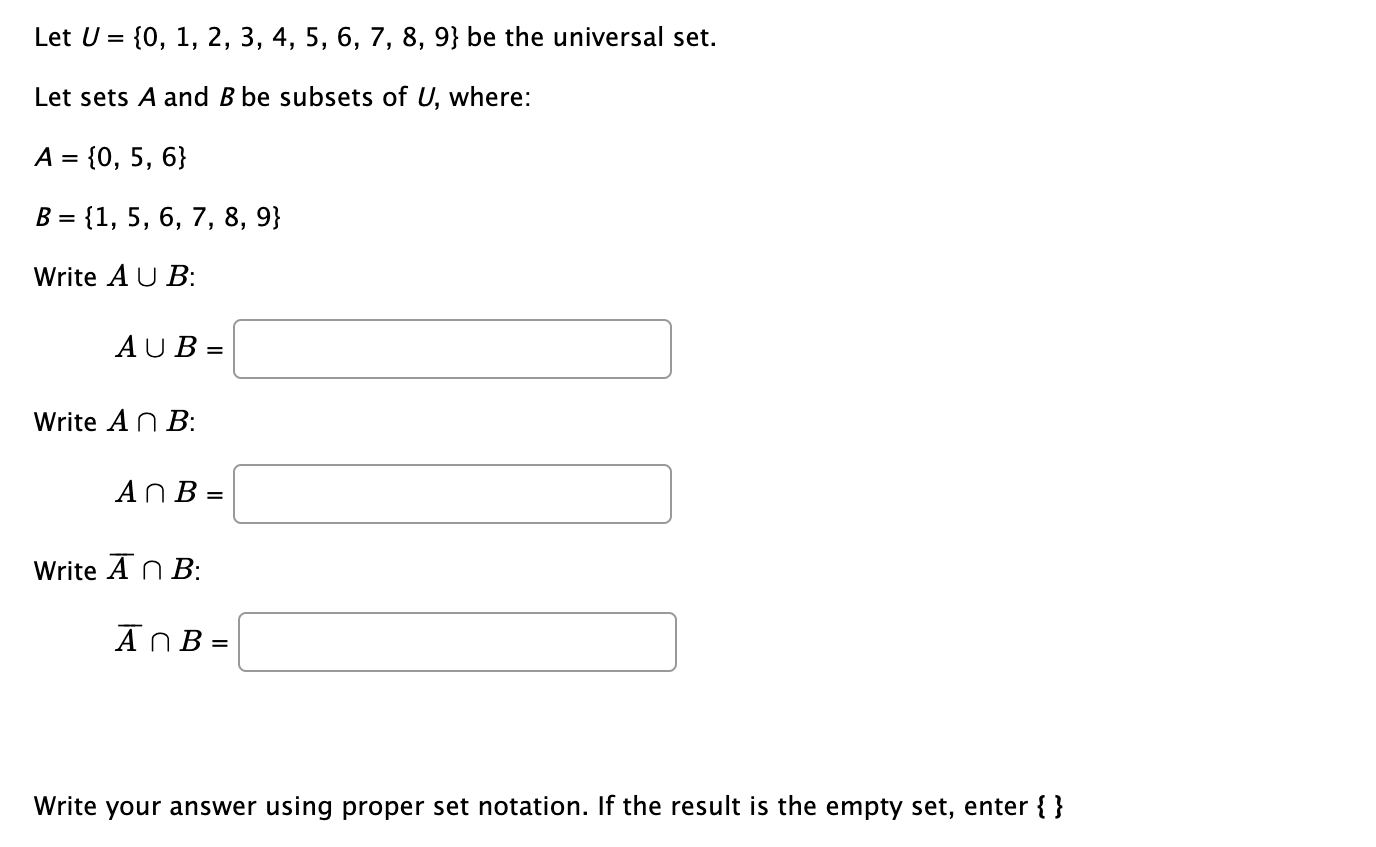 Solved Let U={0,1,2,3,4,5,6,7,8,9} be the universal set. Let | Chegg.com Solved Let U={0,1,2,3,4,5,6,7,8,9} be the universal set. Let | Chegg.com