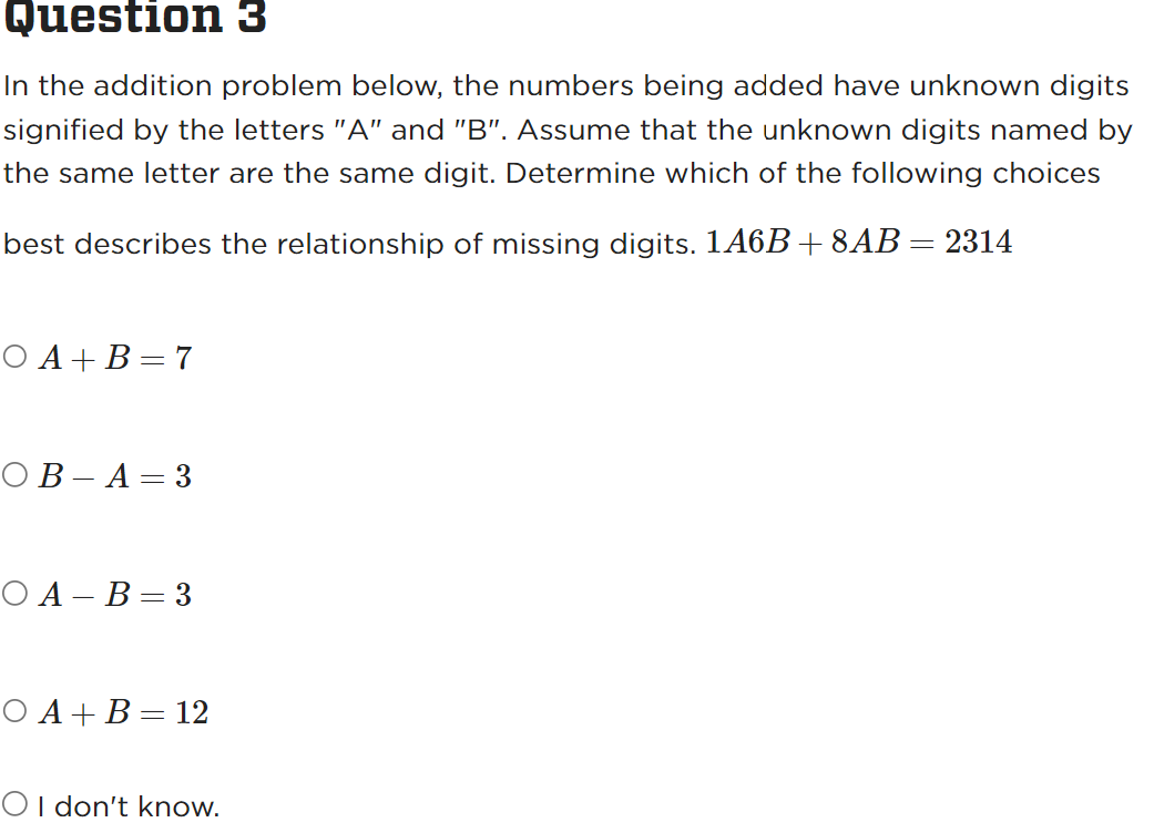 Solved In the addition problem below, the numbers being | Chegg.com