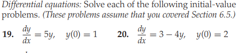 Solved Differential equations: Solve each of the following | Chegg.com