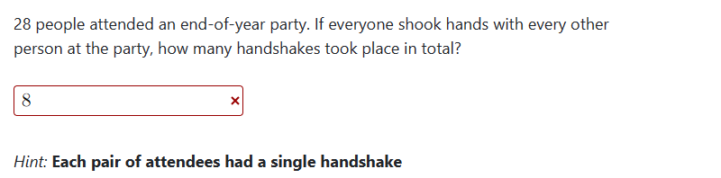 Solved 28 people attended an end-of-year party. If everyone | Chegg.com