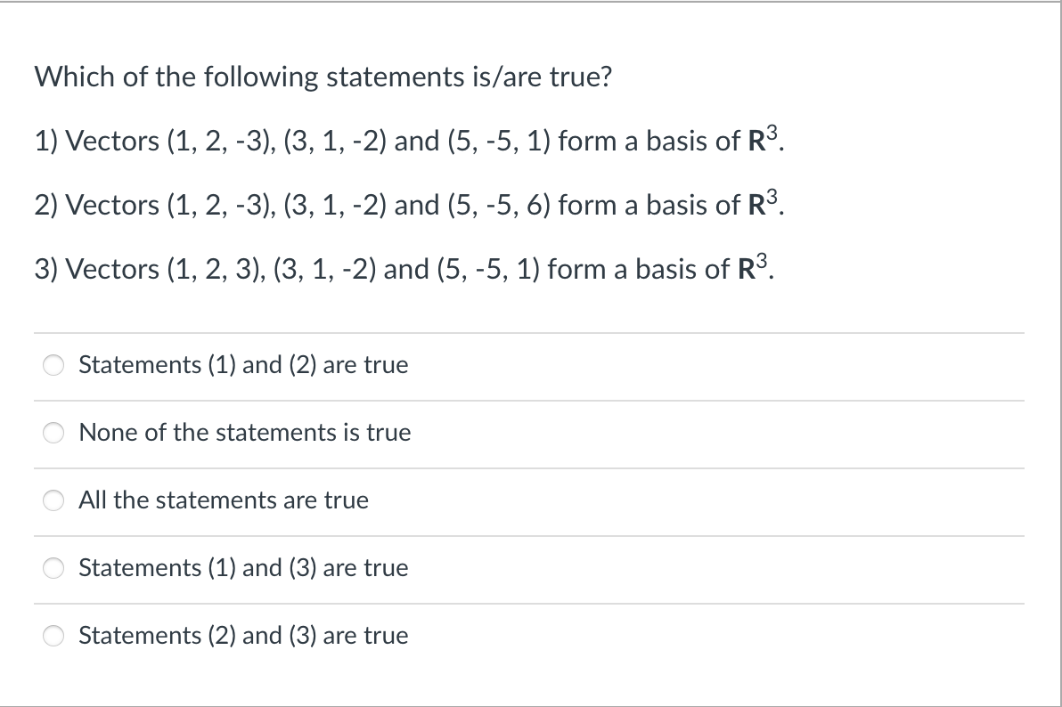 Solved Which of the following statements is/are true? 1) | Chegg.com
