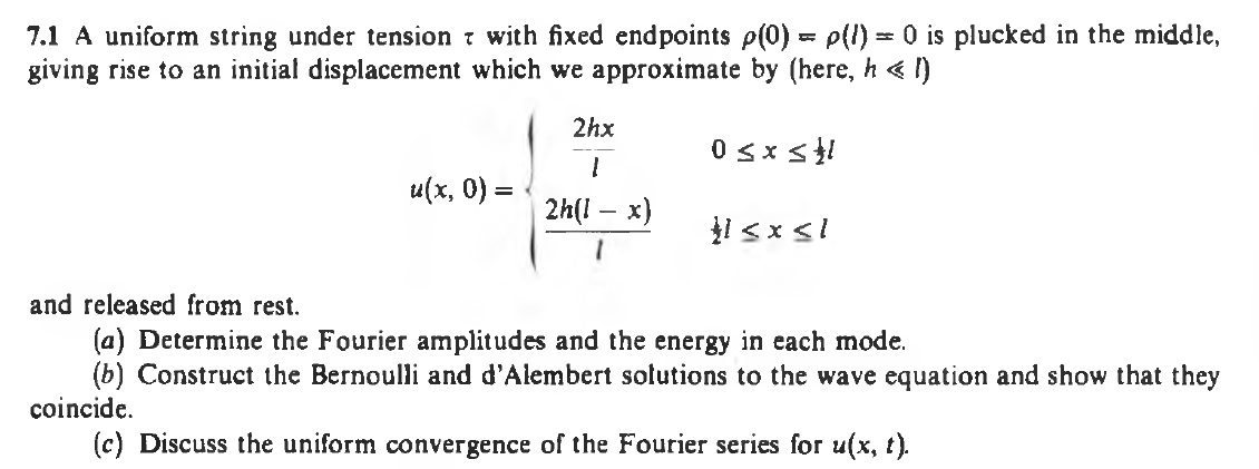 Solved 7.1 A uniform string under tension 7 with fixed | Chegg.com