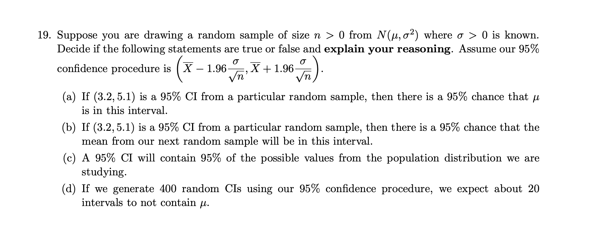 Solved Suppose you are drawing a random sample of size n>0 | Chegg.com