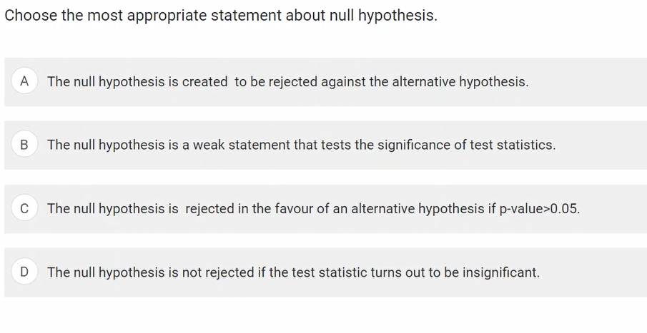 Solved Choose the most appropriate statement about null | Chegg.com