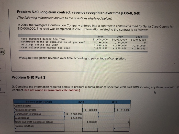 Solved Problem 5-10 Long-term contract: revenue recognition | Chegg.com