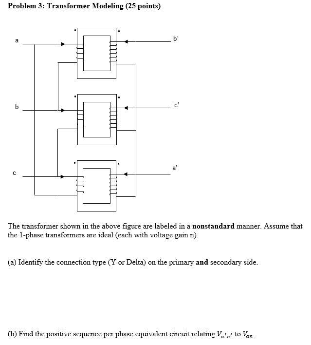 Solved Problem 3: Transformer Modeling (25 points) b a b c' | Chegg.com