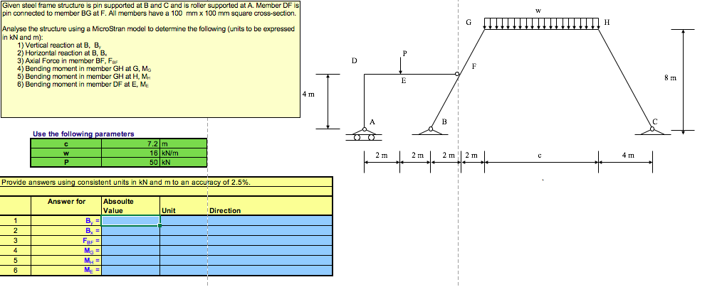 Solved Given steel frame structure is pin supported at B and | Chegg.com