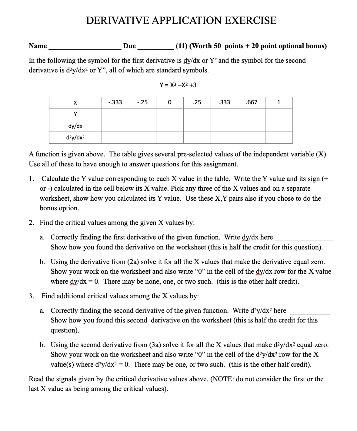 DERIVATIVE APPLICATION EXERCISE Name Due (11) (Worth | Chegg.com