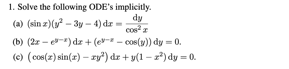 Solved Solve the following ODE's | Chegg.com