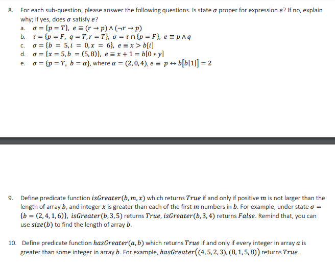 Solved 8. For each sub-question, please answer the following | Chegg.com