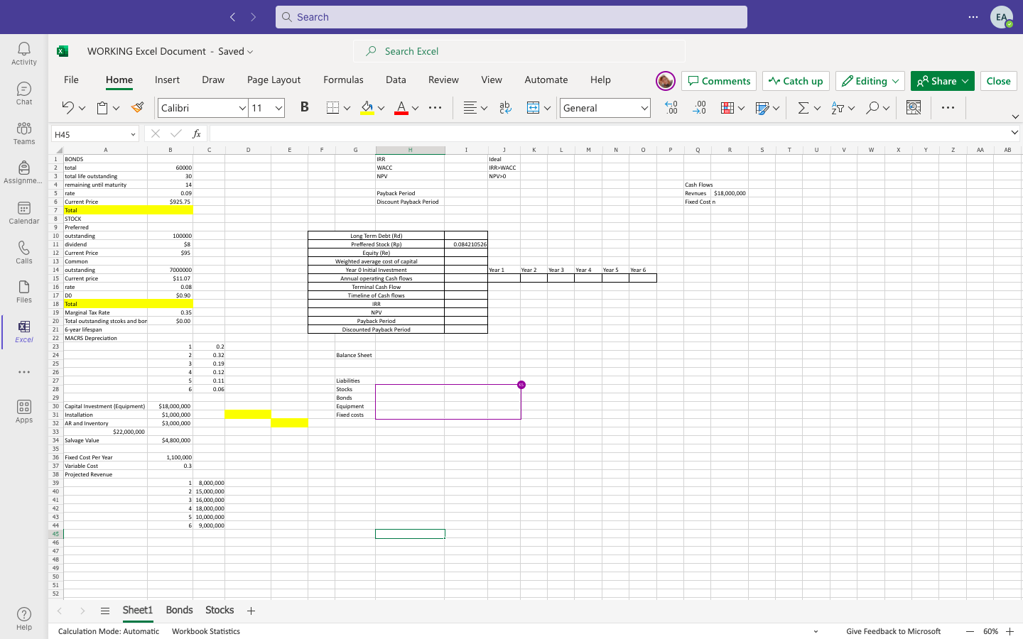 I need the calculations in the right box solved! | Chegg.com
