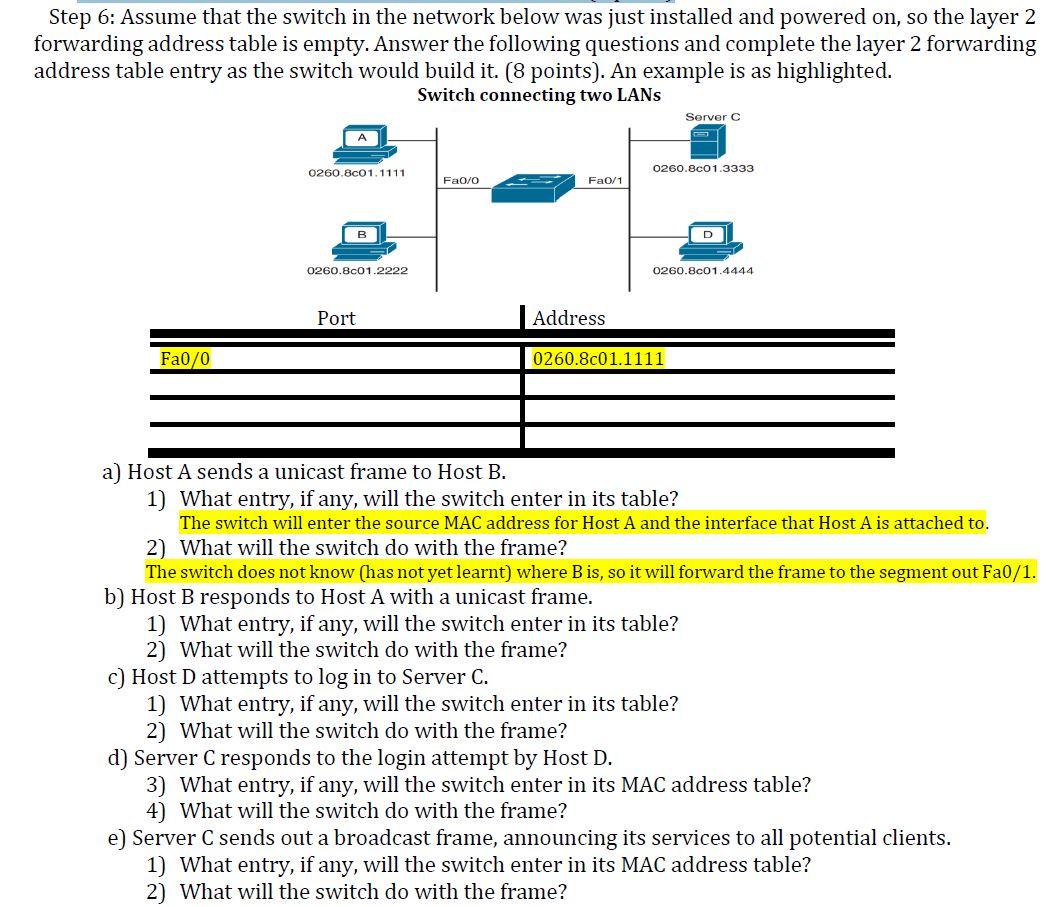 Solved Step 6: Assume that the switch in the network below | Chegg.com