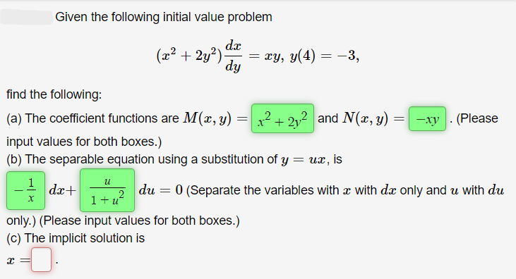 Solved Given the following initial value | Chegg.com