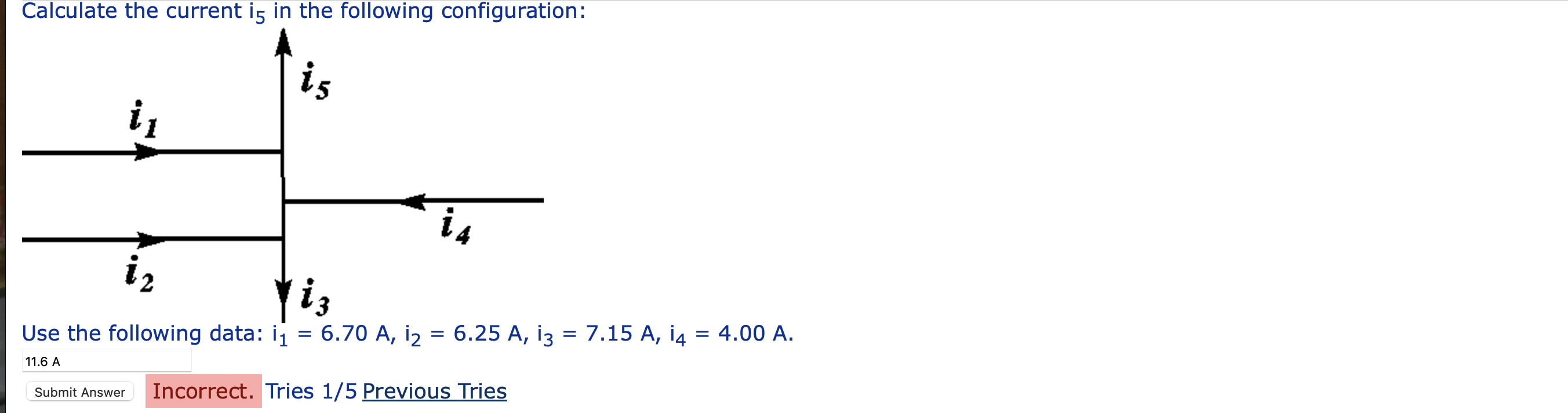 Solved Calculate the current i5 in the following | Chegg.com