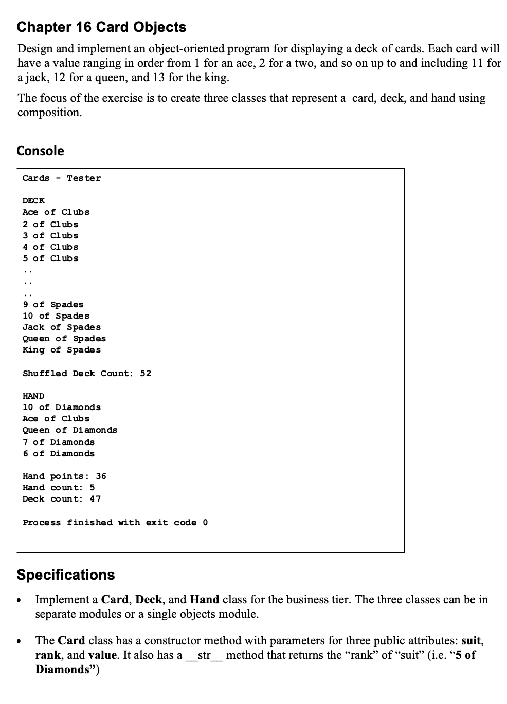 Solved Chapter 16 Card Objects Design And Implement An