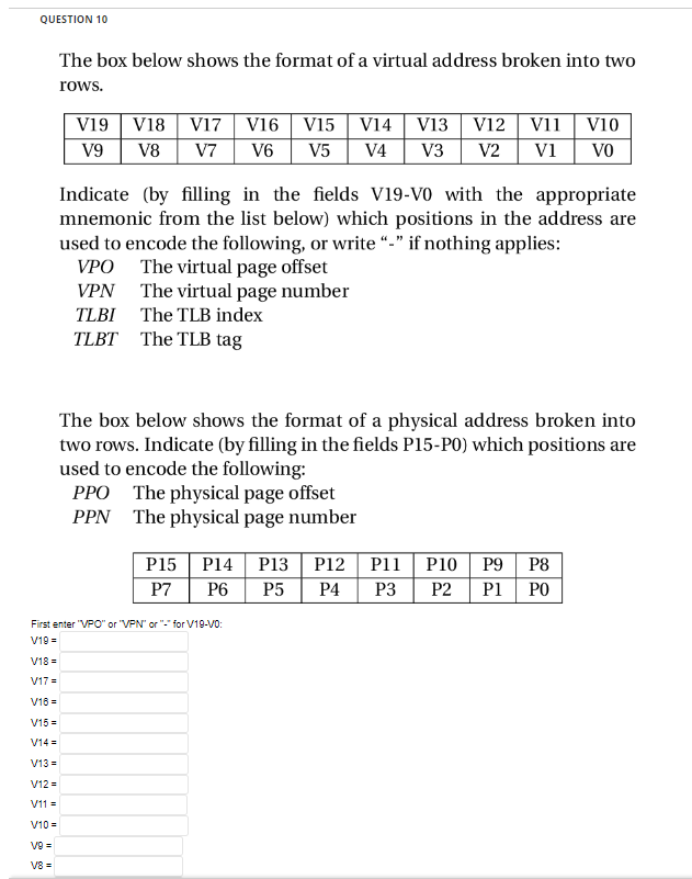 Solved The box below shows the format of a virtual address | Chegg.com
