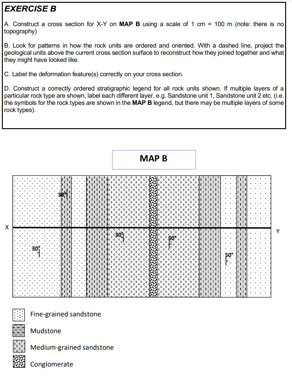 Solved A. Construct a cross section for X-Y on MAP B using a | Chegg.com