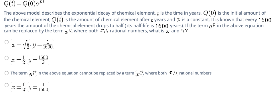 Solved O(t)=0(0)ept The above model describes the | Chegg.com