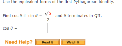 Solved Use the equivalent forms of the first Pythagorean | Chegg.com