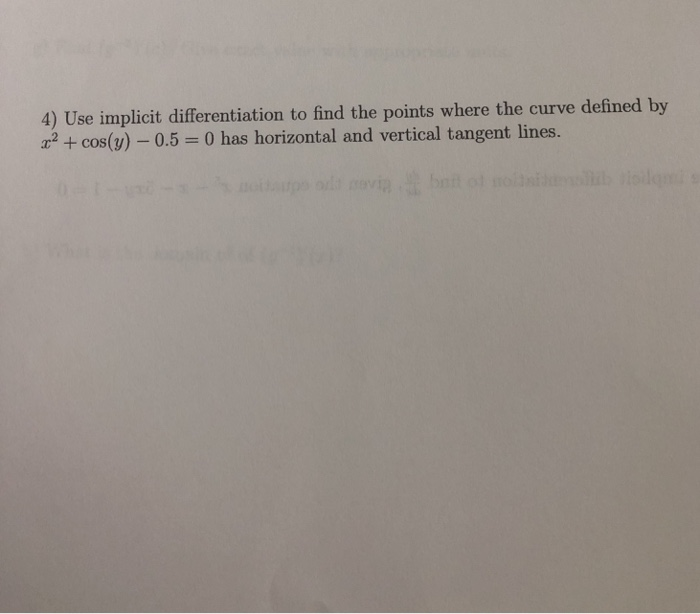 Solved 4) Use implicit differentiation to find the points | Chegg.com