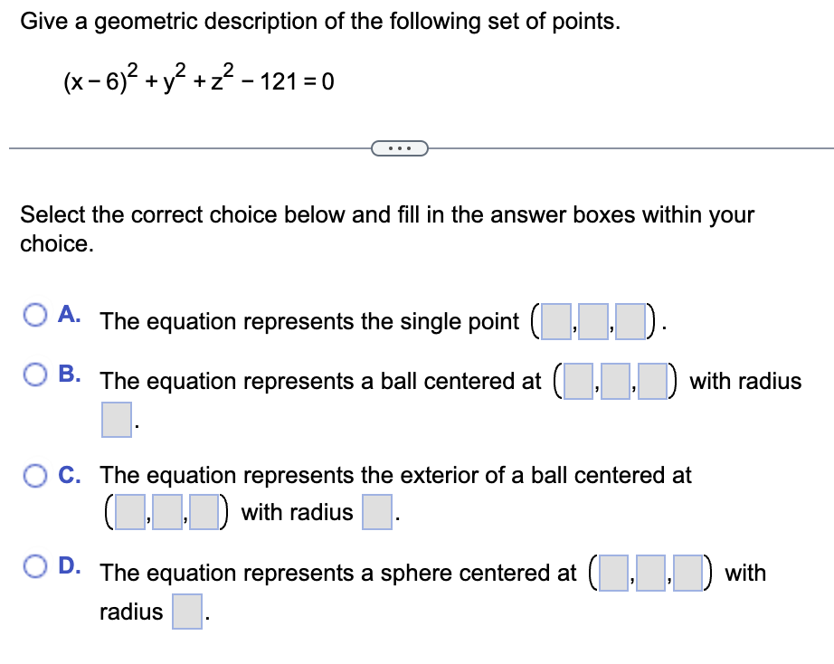 Solved Give a geometric description of the following set of | Chegg.com