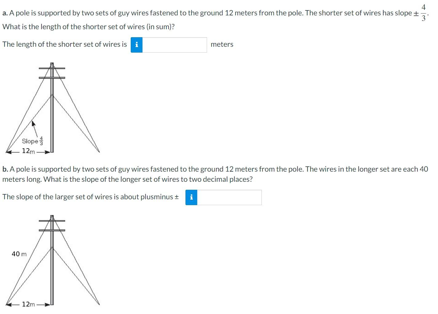 Solved a. A pole is supported by two sets of guy wires | Chegg.com