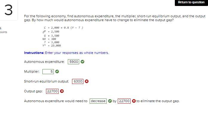Solved For the following economy, find autonomous | Chegg.com