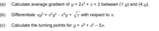 Solved (a) Calculate average gradient of y=2x2+x+2 between | Chegg.com