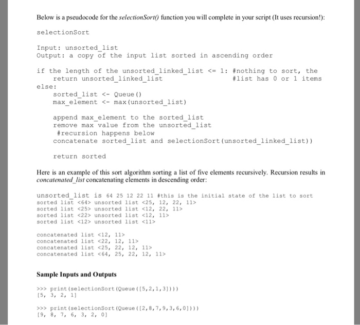 Solved Question: A variation of Selection sort algorithms | Chegg.com