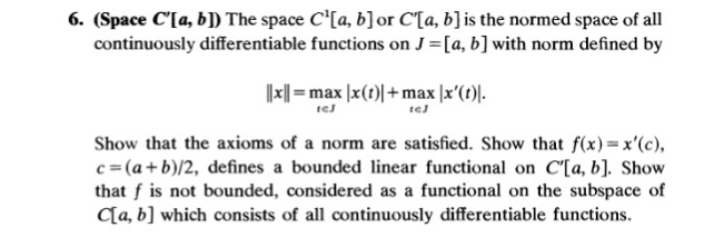 Solved The space C^1[a, b] or C'[a, b] is the normed space | Chegg.com