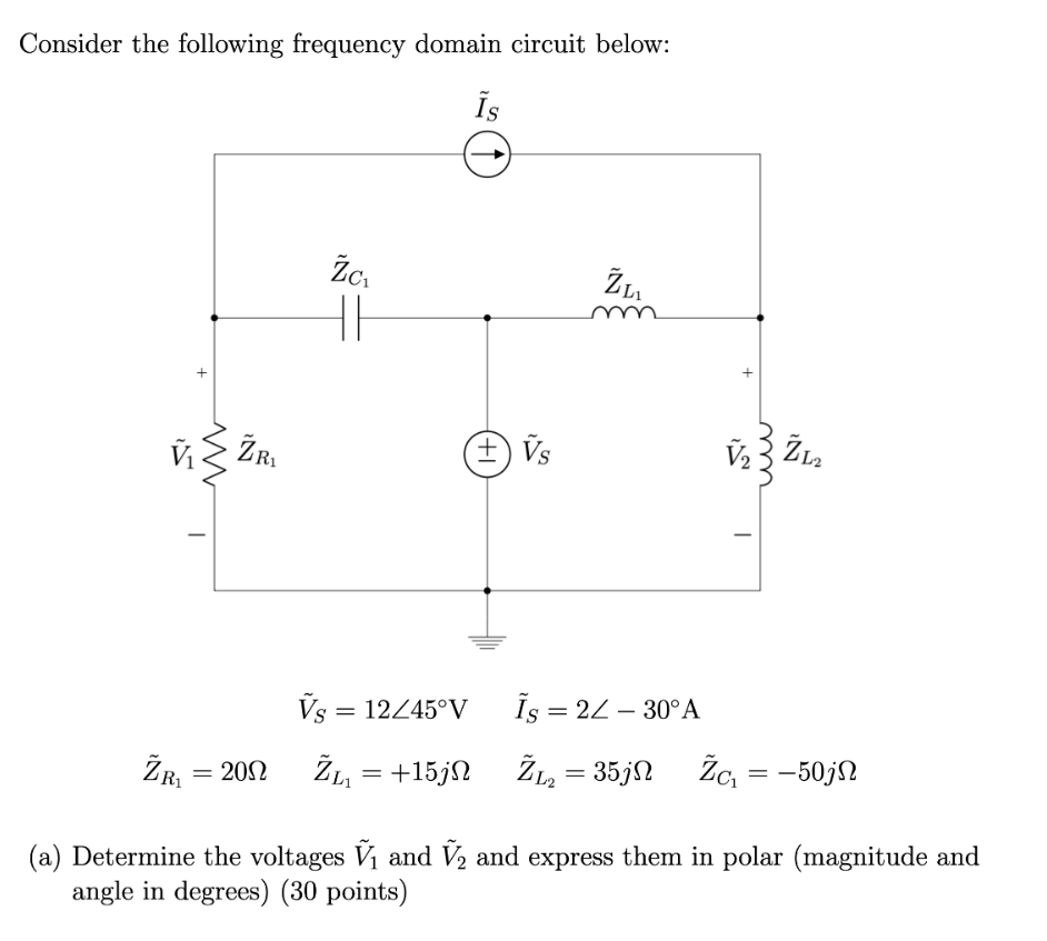Solved Consider the following frequency domain circuit | Chegg.com