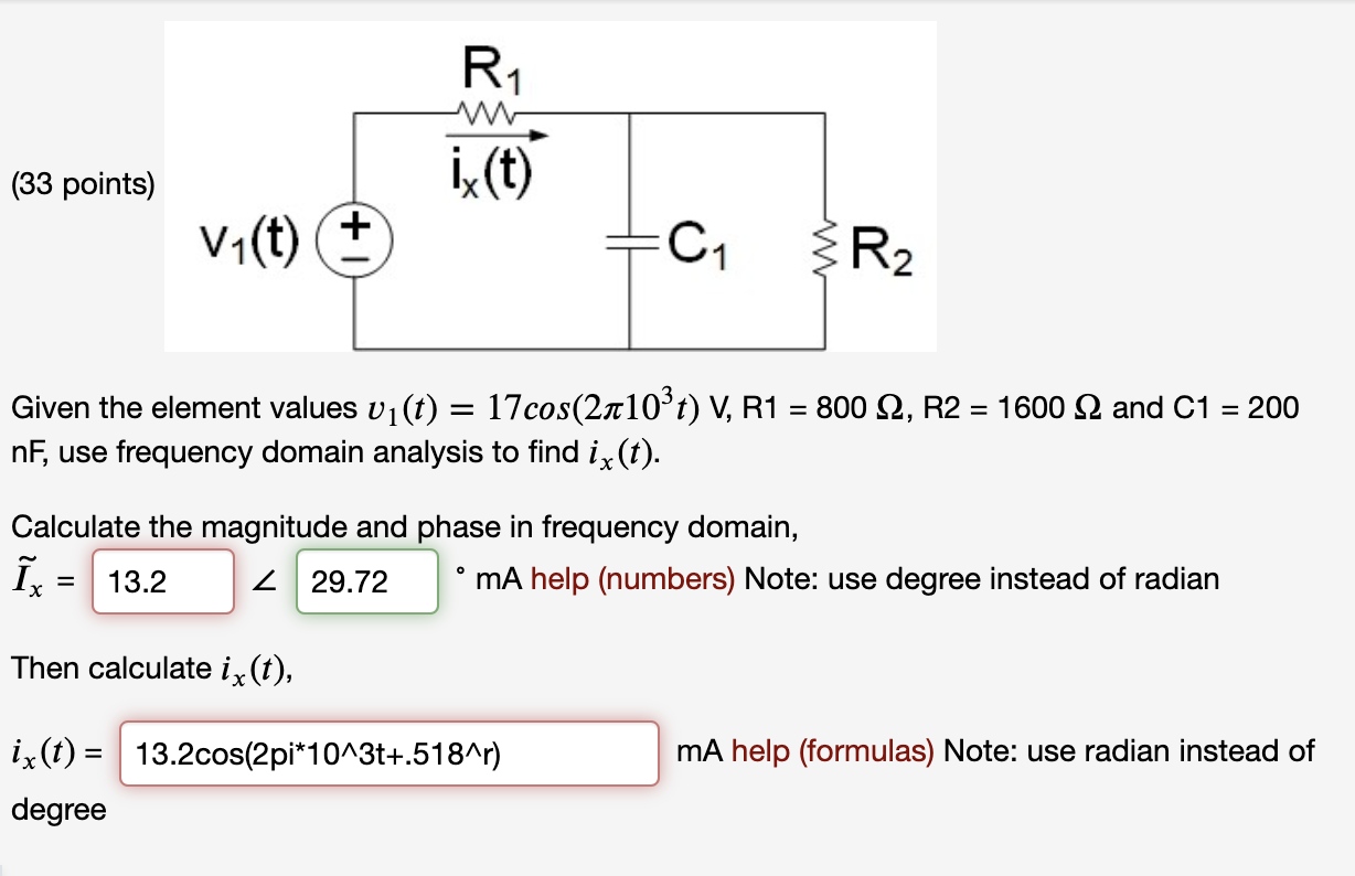 Solved (33 points) Given the element values | Chegg.com