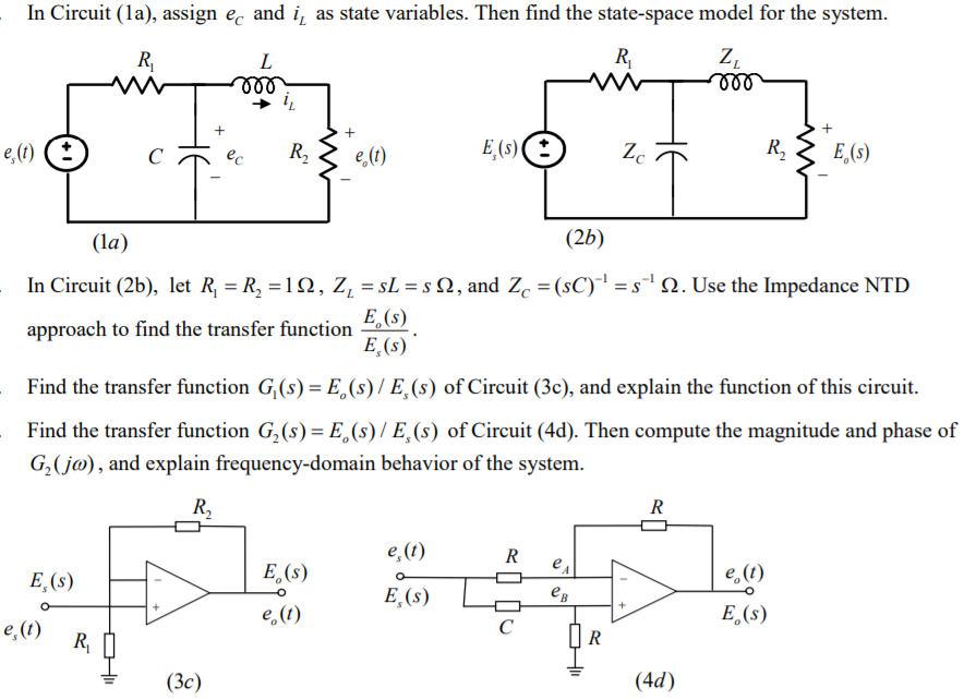Solved In Circuit (la), assign ec and i, as state variables. | Chegg.com