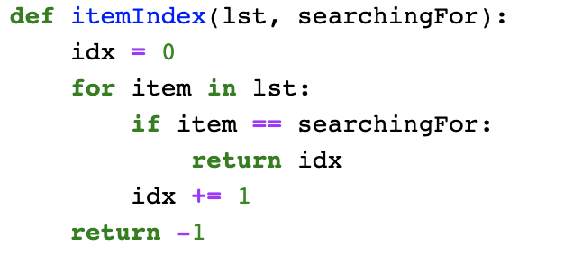 Solved In python, rewrite the itemIndex function so that | Chegg.com