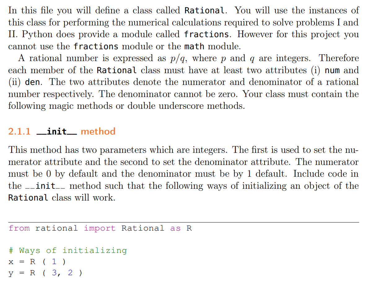 Solved In this file you will define a class called Rational. | Chegg.com